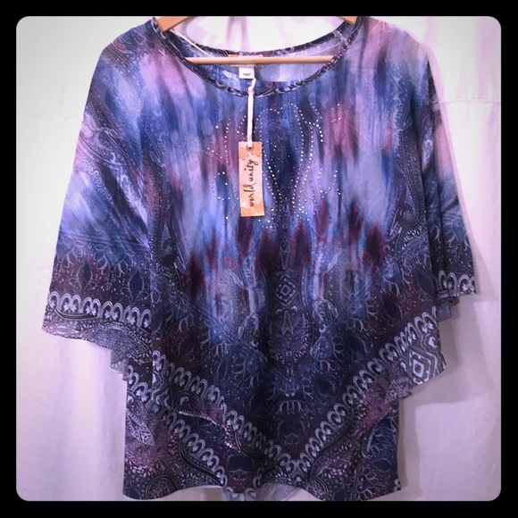 World unity | Tops | Nwt World Unity Beautiful Sheer Top | Poshmark